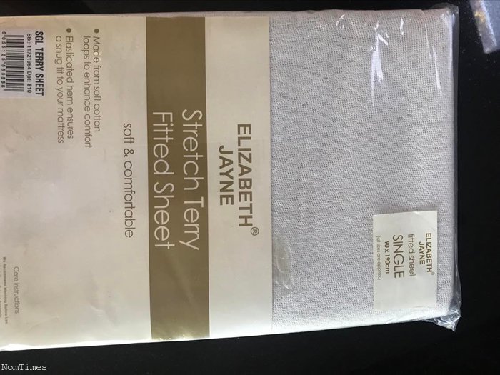 New Elizabeth Jayne Stretch Terry Fitted Sheet Single - Off White ...
